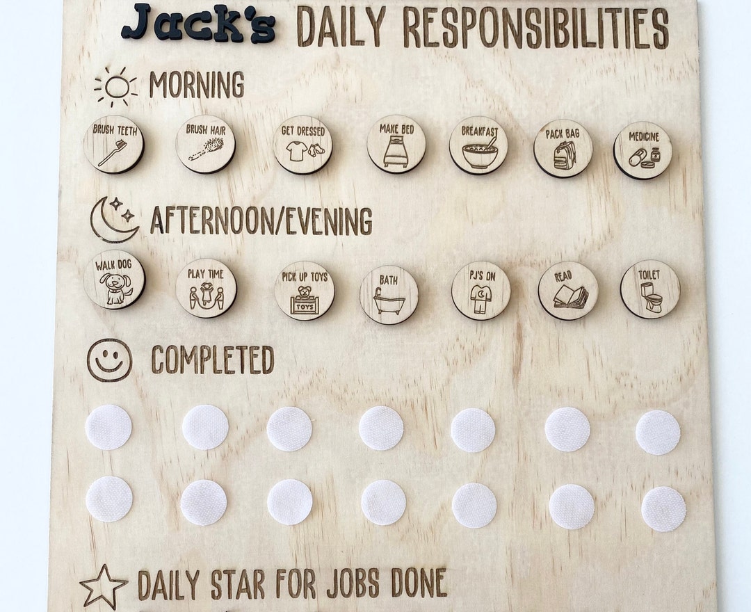 Daily Responsibilities Chart for Child Daily Job Chart Wooden Daily ...