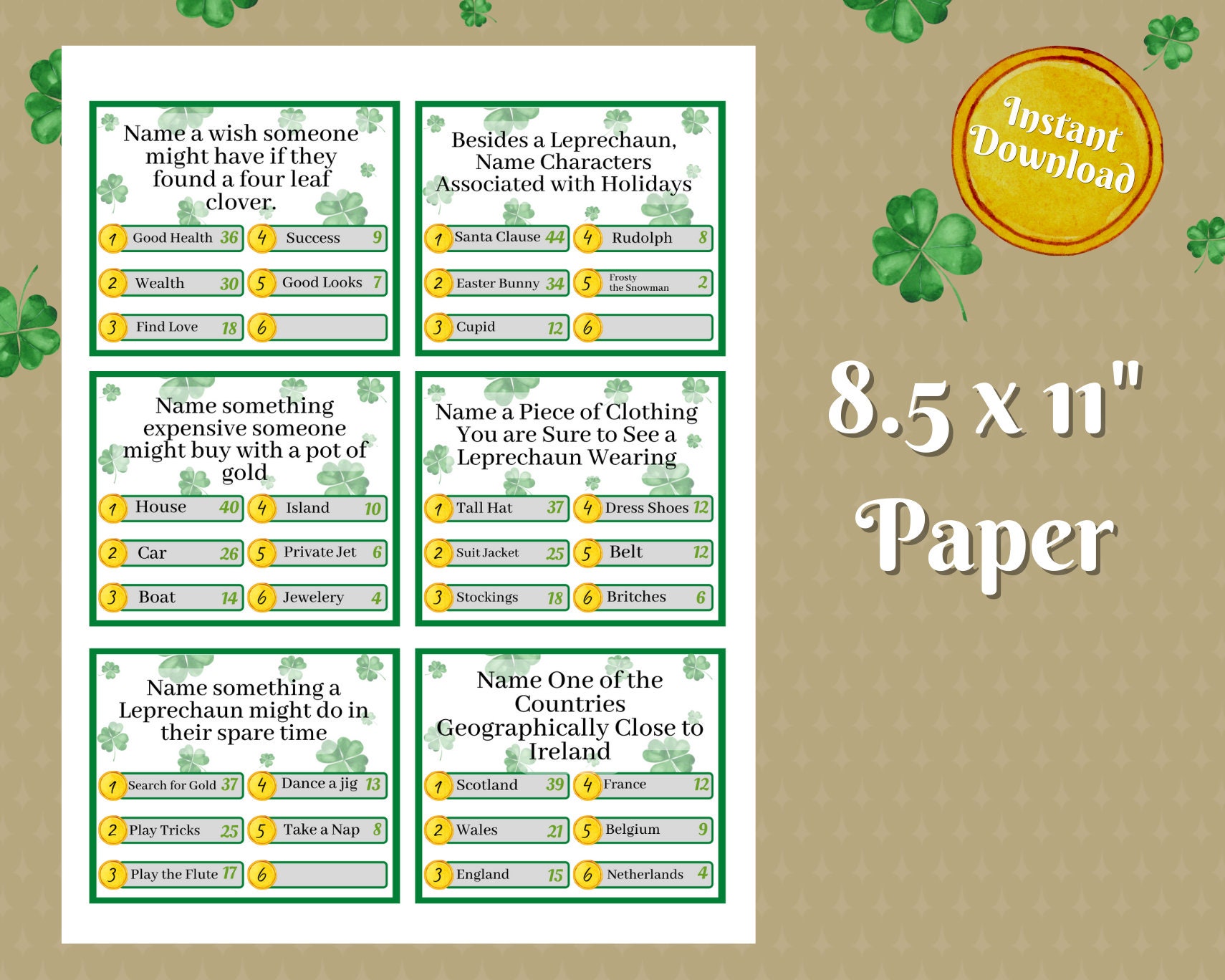 St. Patrick's Day - Friendly Feud Game - Etsy