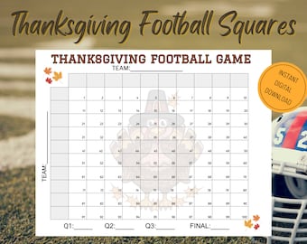 Football Squares Game, Thanksgiving Day Game Football Squares, Bowl ...