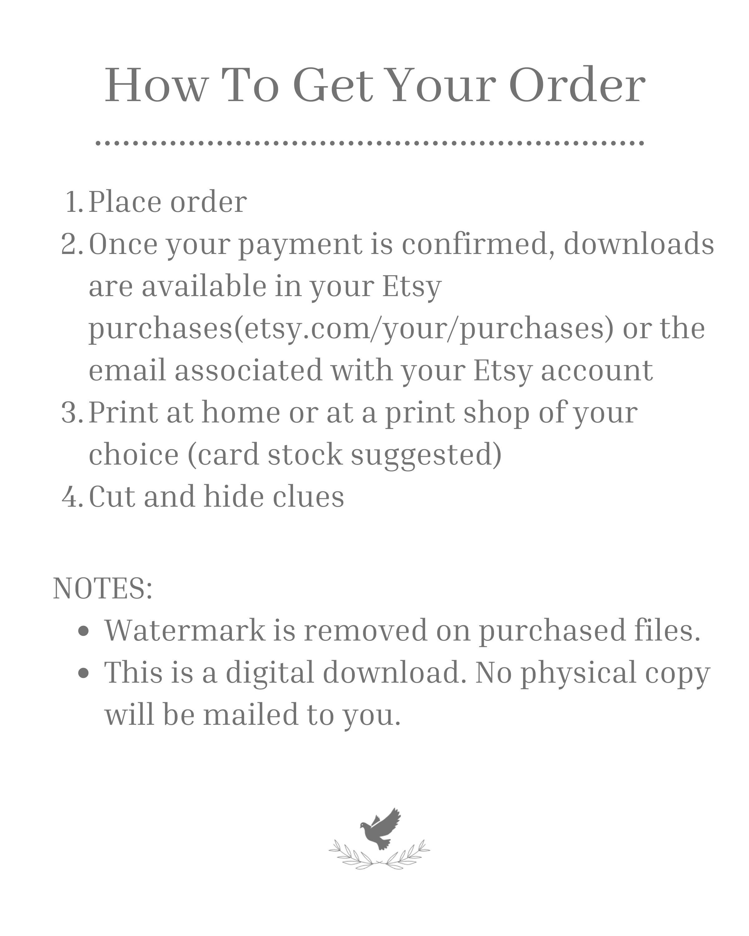 Birthday Scavenger Hunt Cards, Treasure Hunt, Scavenger Hunt Clues ...