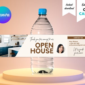 Real Estate Open House Water Bottle Label, Open House Bottle Label ...
