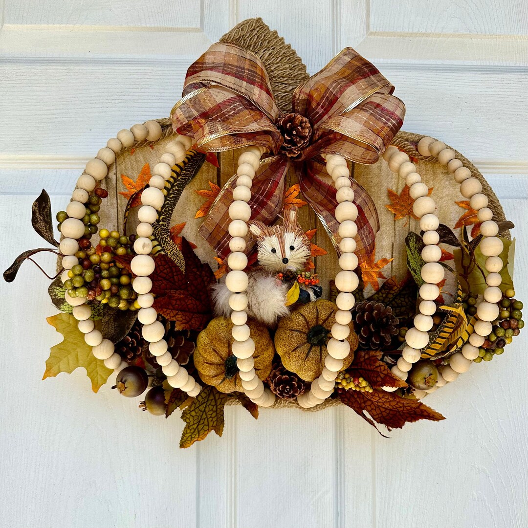 3D Pumpkin Fall Wreath/bead Wreath/ Happy Fall Wreath/harvest Wreath ...