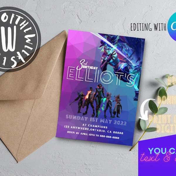 Valorant Birthday Invitation - Etsy