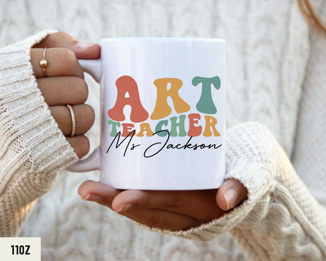 Art Teacher Mug, Personalised Teacher Mug, Retro Art Teacher Gifts ...