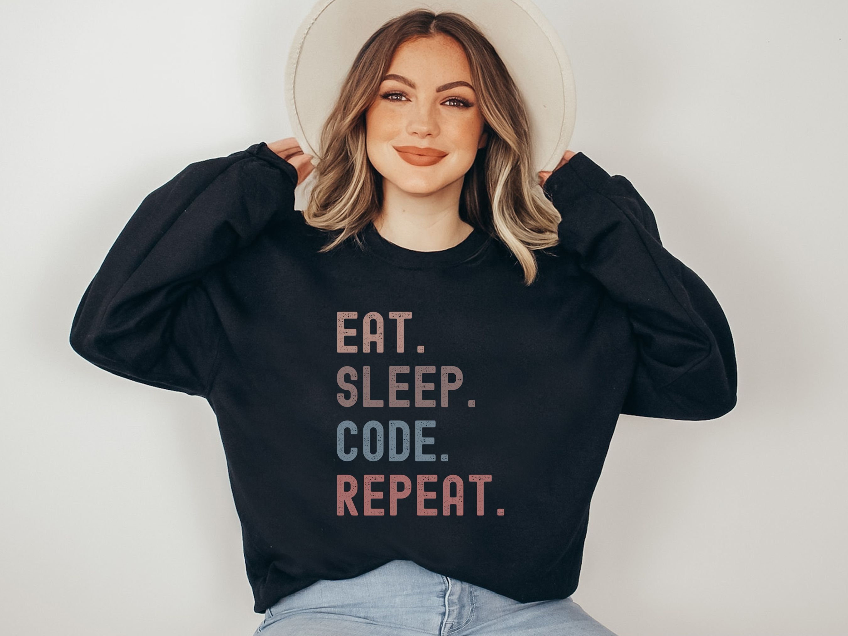 Funny Coding Sweater Code Programmer It Sweatshirt Eat Sleep Code Repeat Top Coder Computer