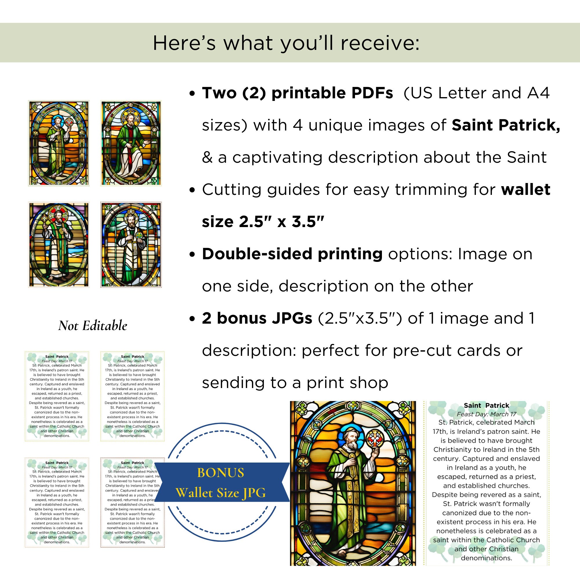 St Patrick Irish Catholic Printable Prayer Card Set Printable St ...