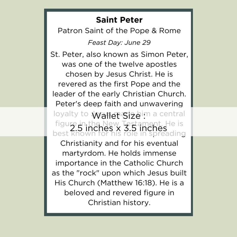 St. Peter Printable Prayer Cards Digital Printable Set for Catholics ...