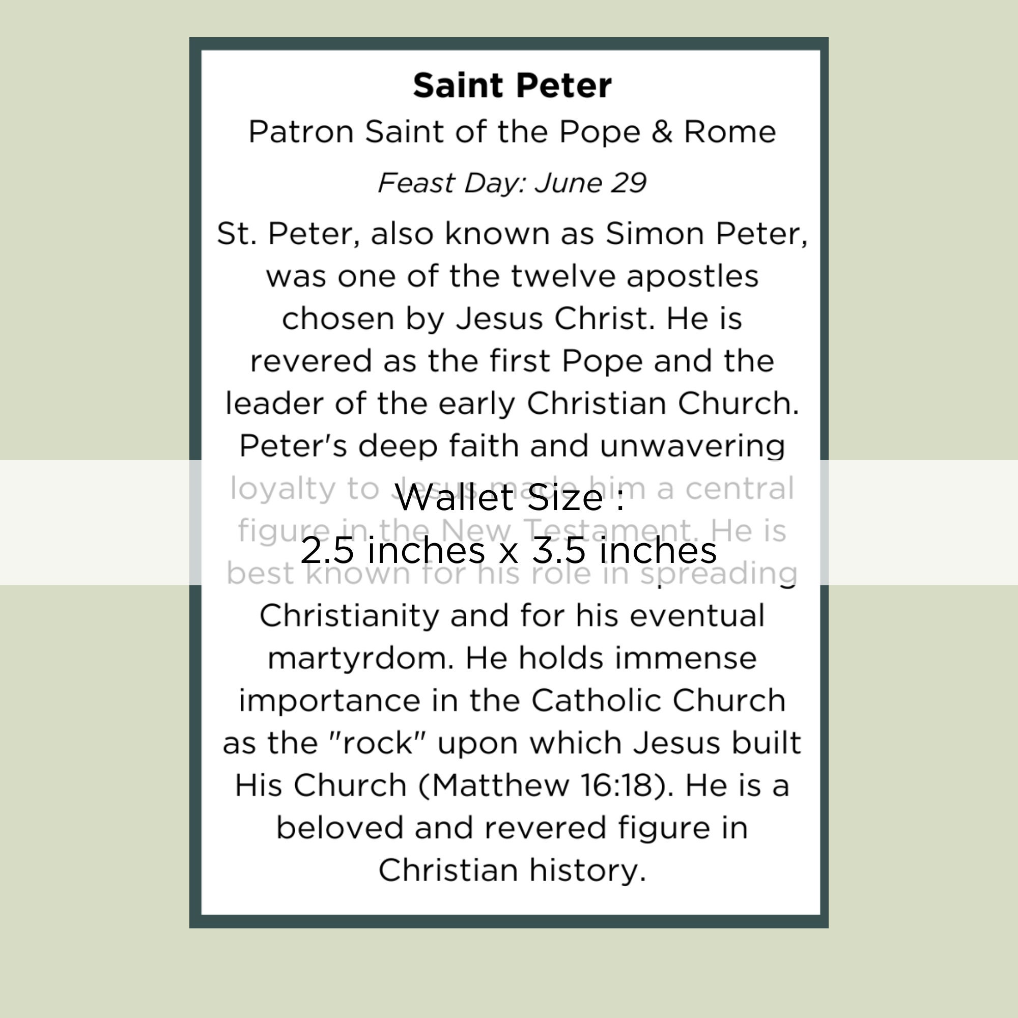 St. Peter Printable Prayer Cards Digital Printable Set for Catholics ...