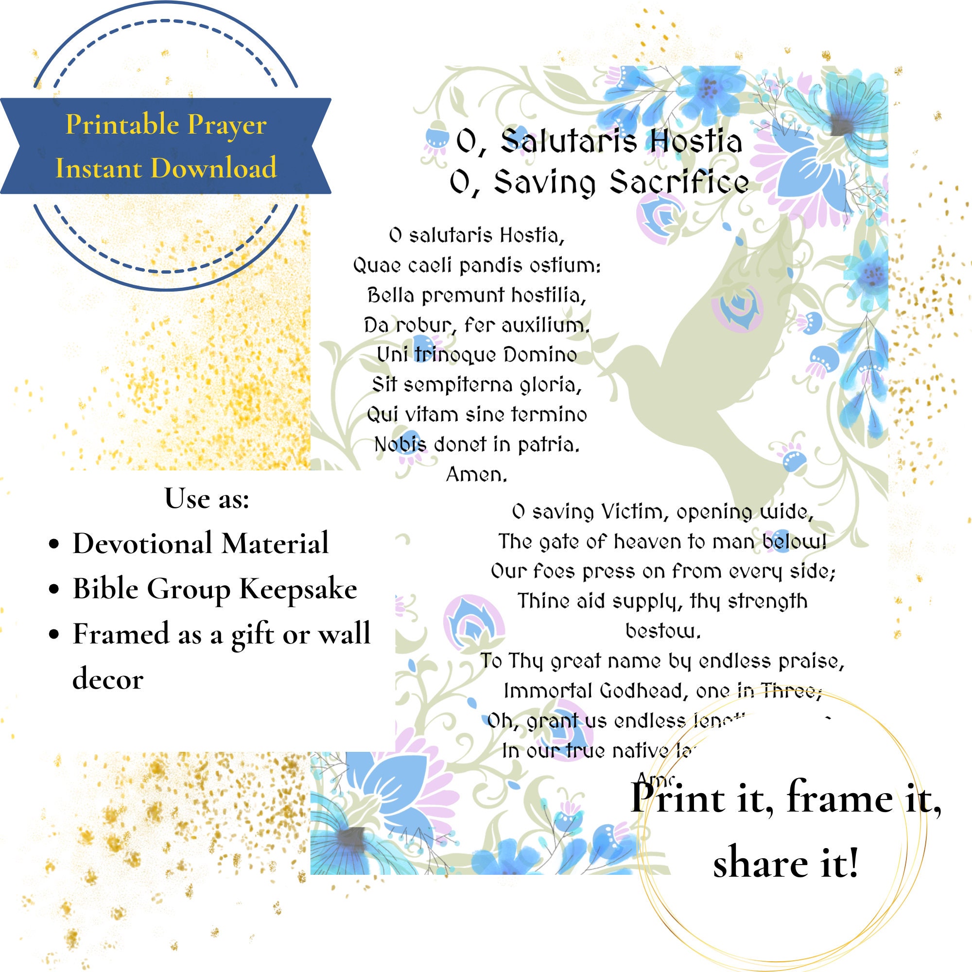 Eucharist Devotion Printable Vintage Christian Prayer Art Printable ...