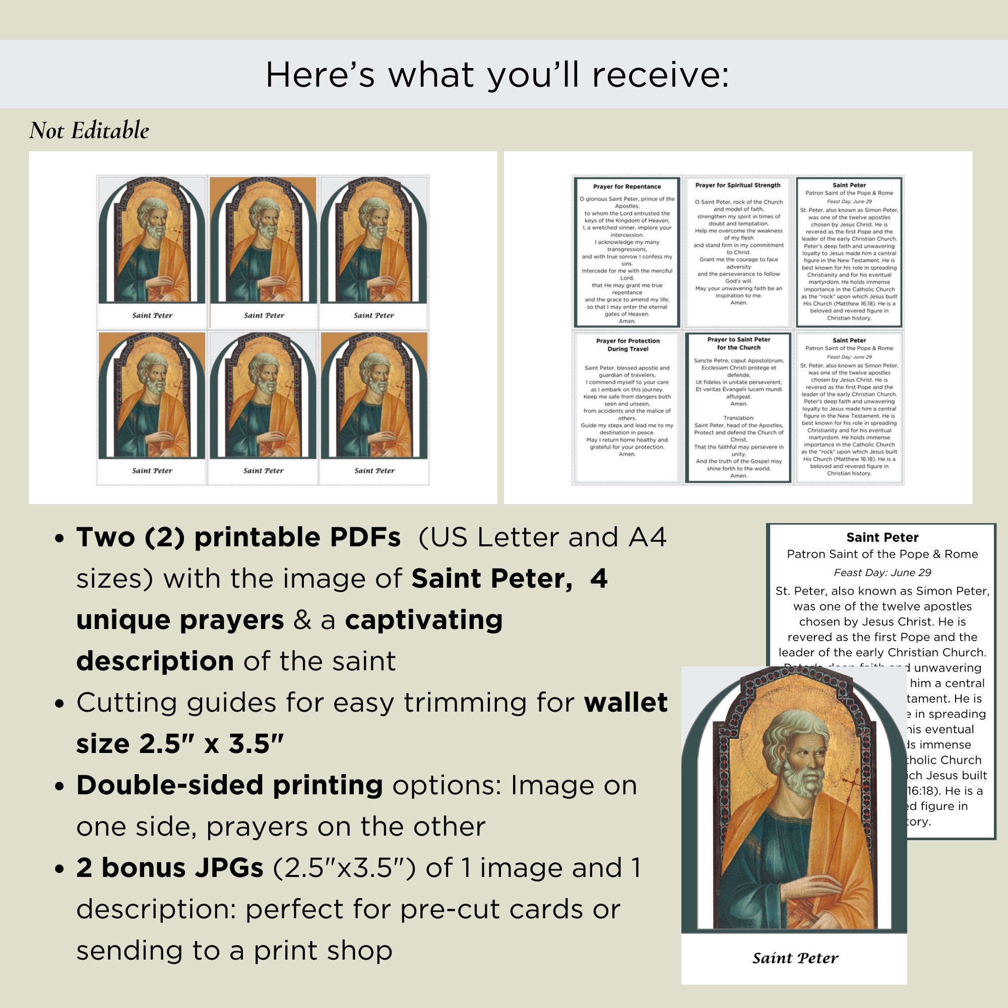 St. Peter Printable Prayer Cards Digital Printable Set for Catholics ...
