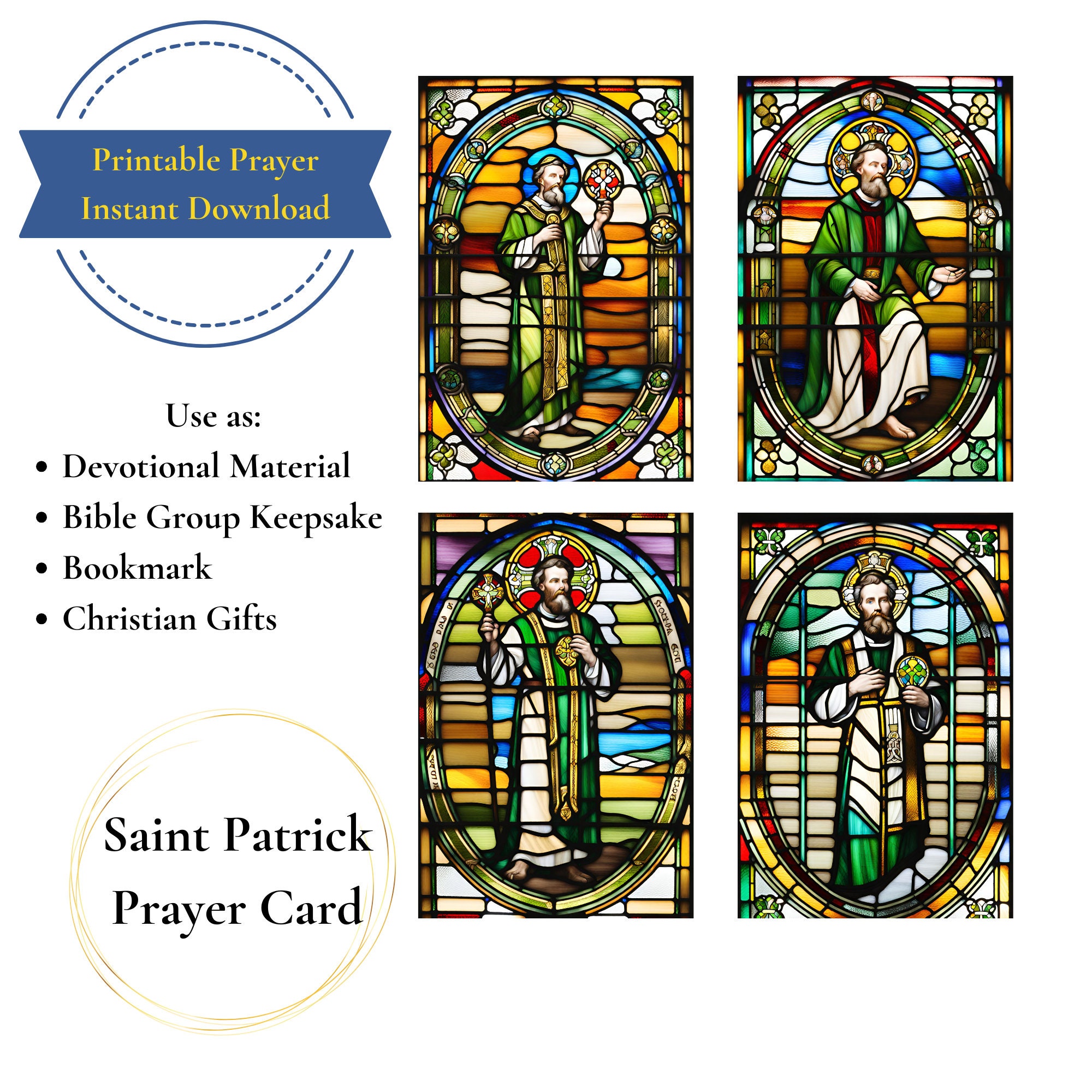 St Patrick Irish Catholic Printable Prayer Card Set Printable St ...