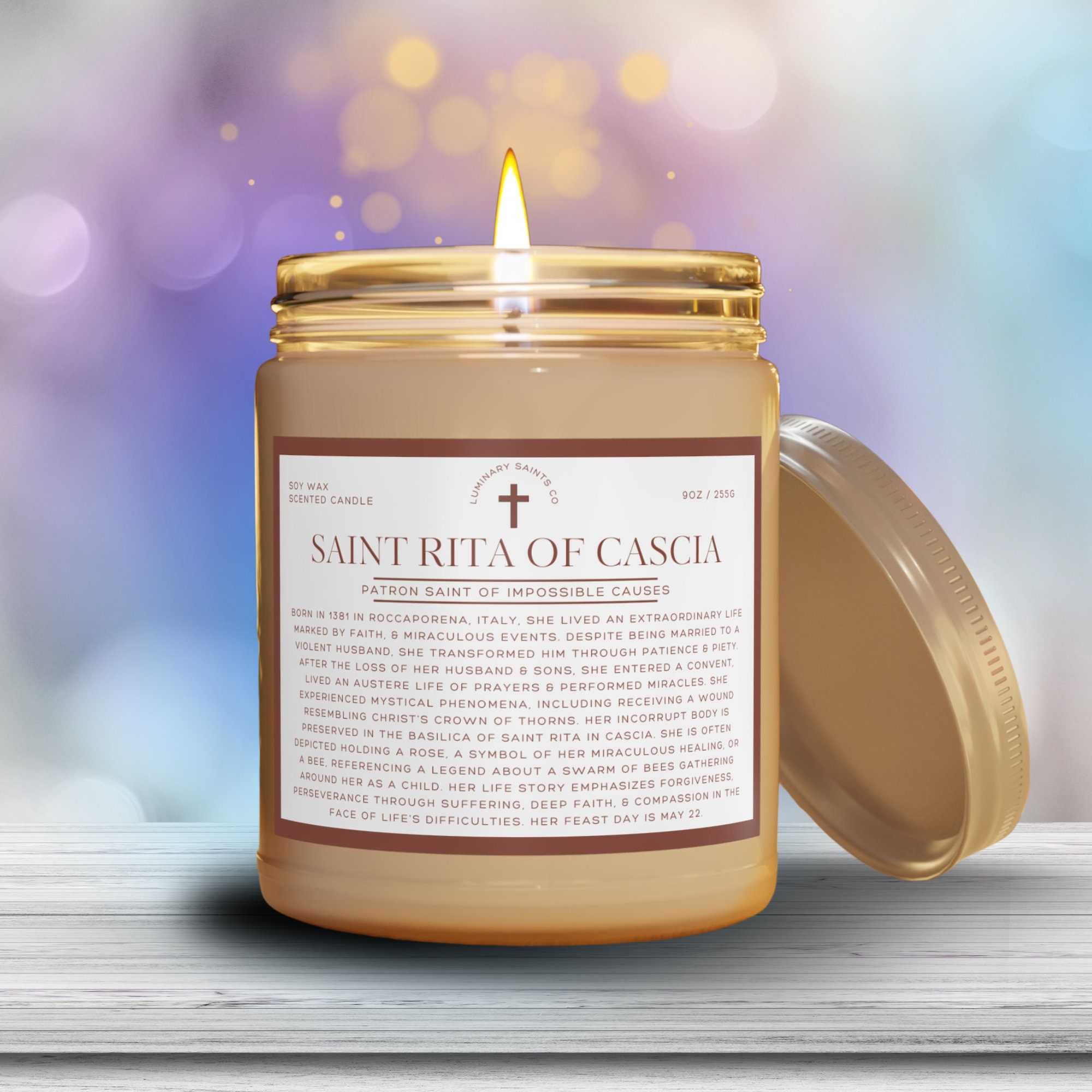 Saint Rita of Cascia Patron Saint of Impossible Situations Prayer Candles, 9oz, Christian ...