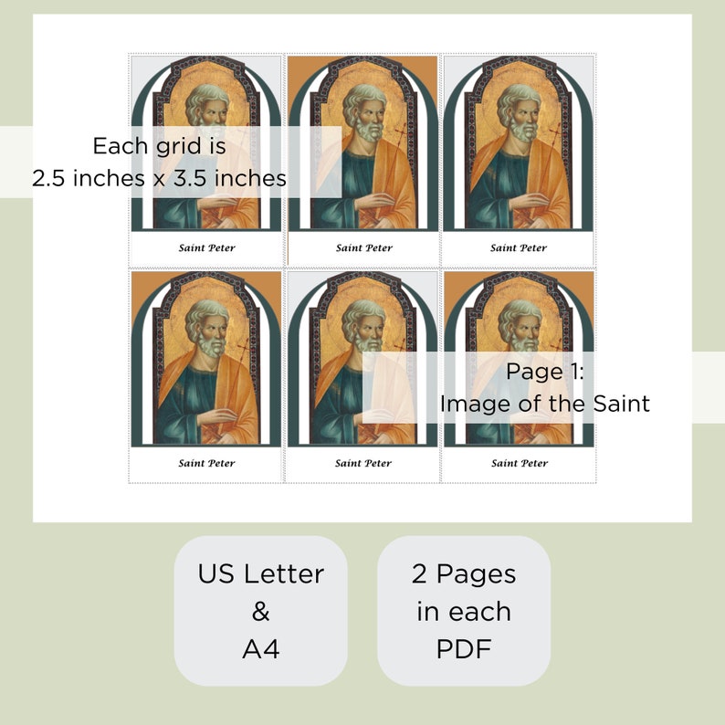 St. Peter Printable Prayer Cards Digital Printable Set for Catholics ...