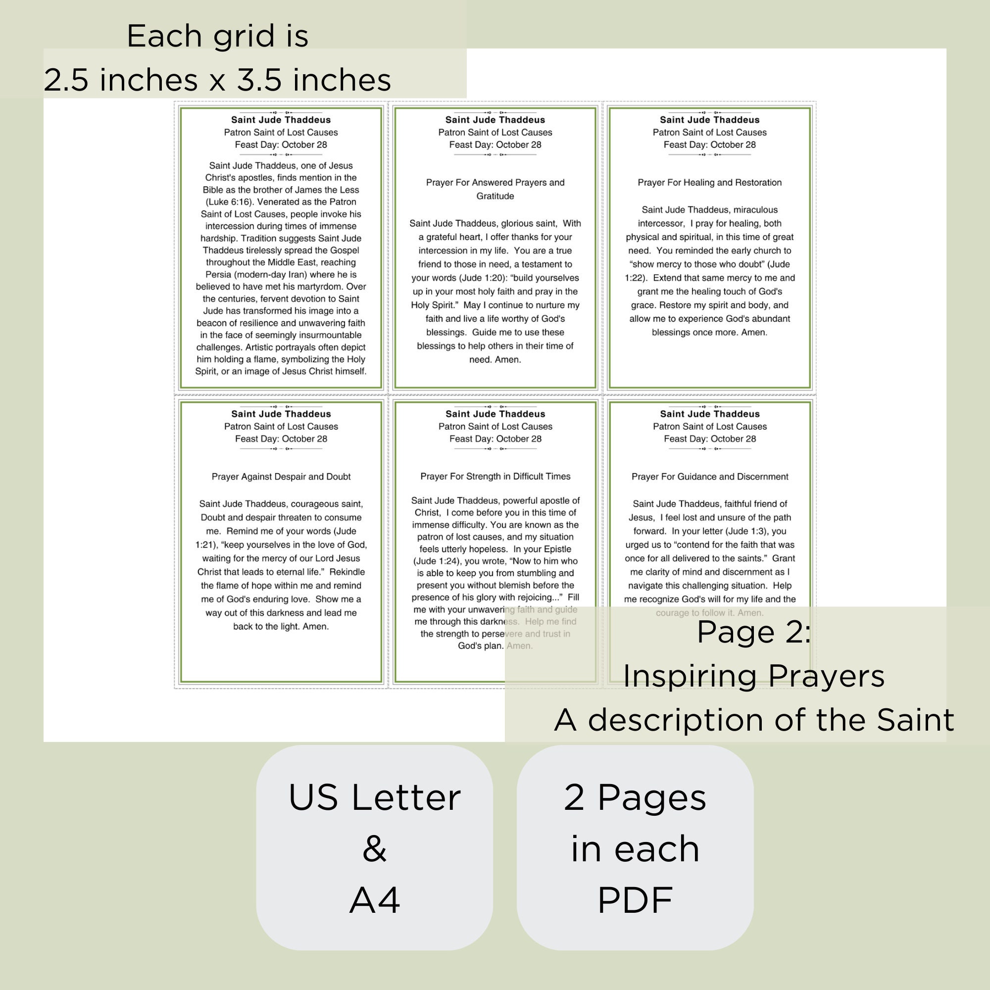 St. Jude Thaddeus Printable Prayer Cards for Kids Traditional Christian ...