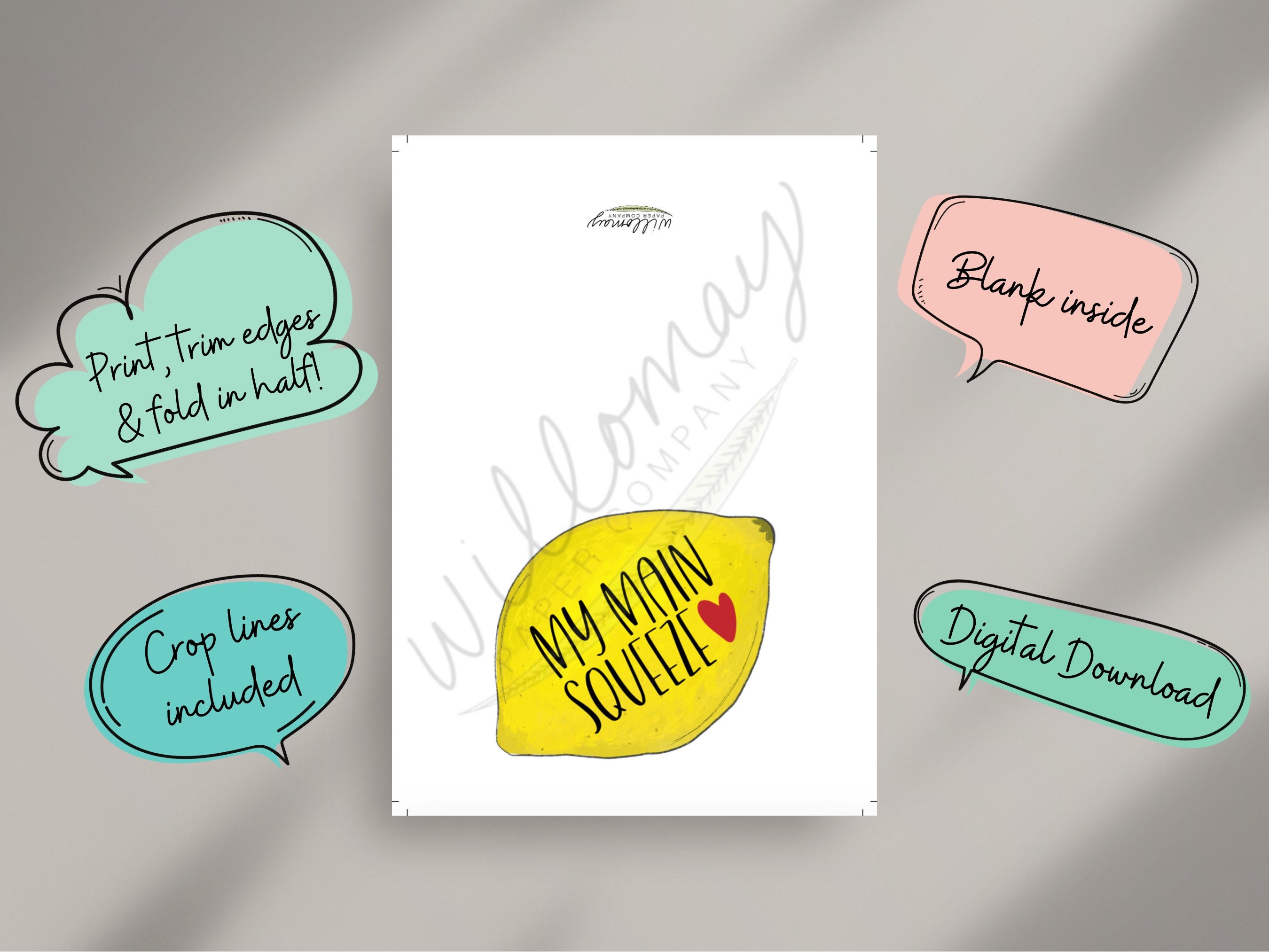 Main Squeeze Printable Card Digital File - Etsy
