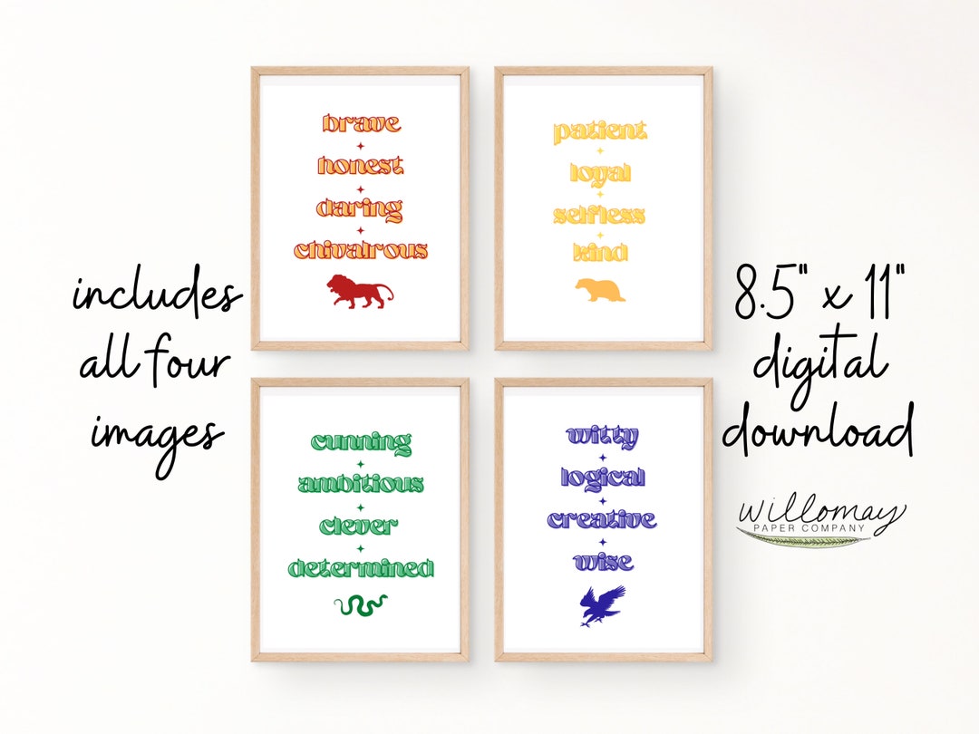 Wizard House Personality Traits Art Print 4 Images 8.5" X 11" - Etsy