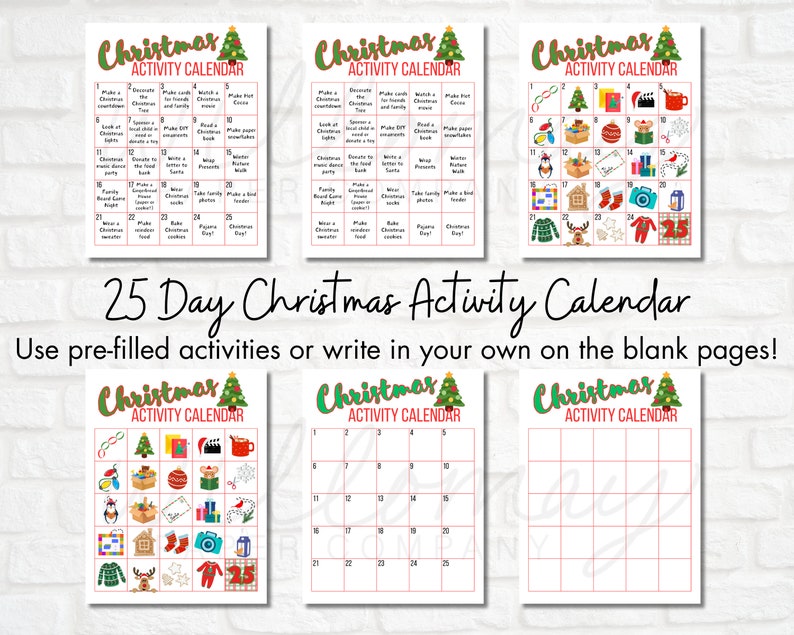 Christmas Activity Calendar Printable - Etsy