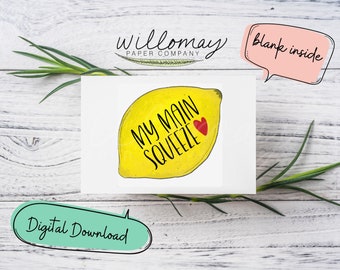 Printable Birthday Card Lemon, Main Squeeze, Fruit Birthday Card ...