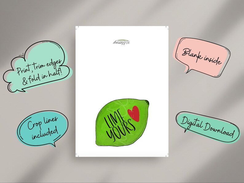 Lime Yours Printable Card Digital File - Etsy