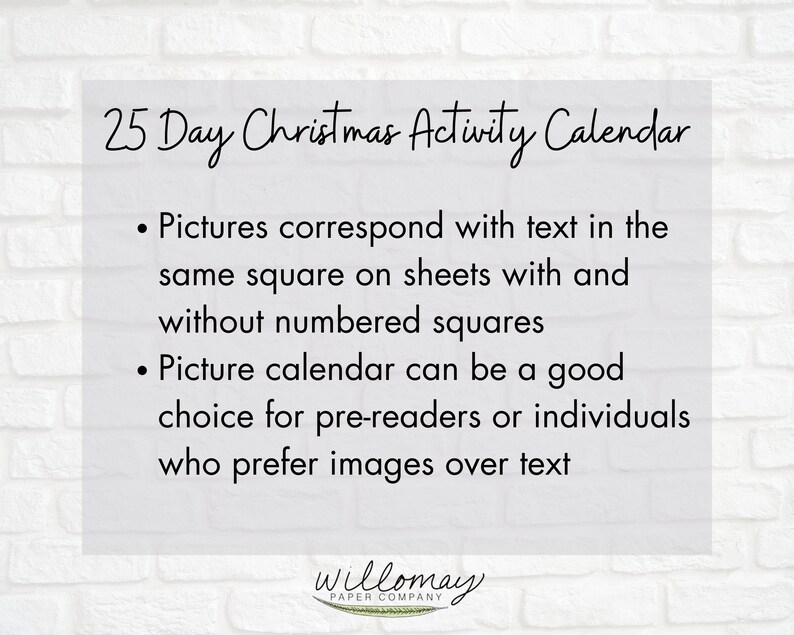 Christmas Activity Calendar Printable - Etsy