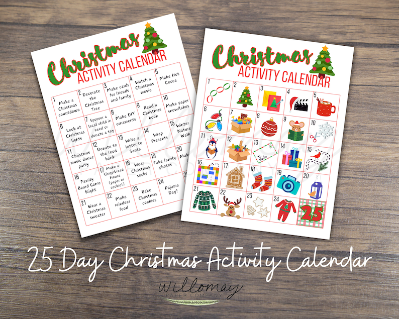Christmas Activity Calendar Printable - Etsy