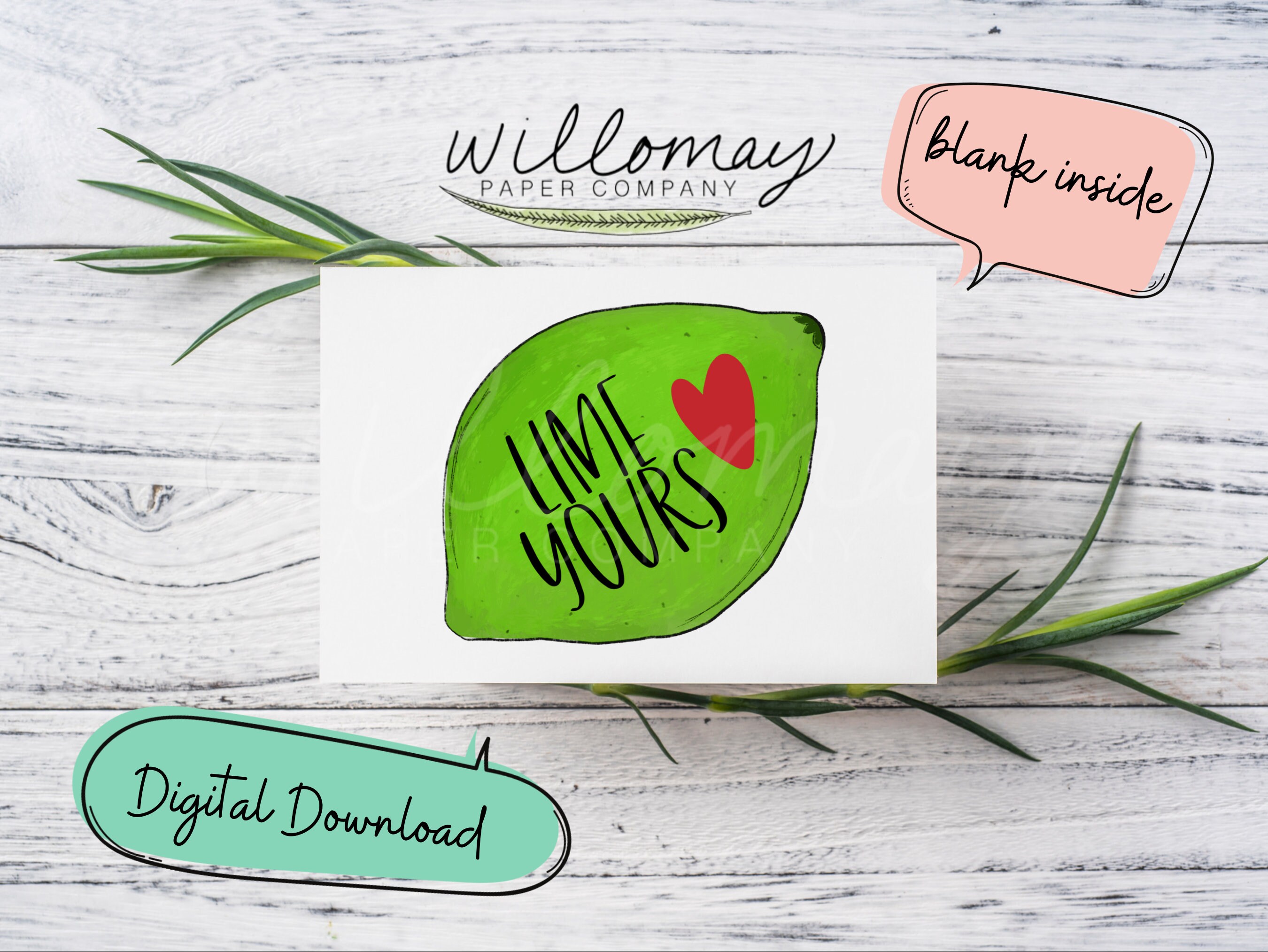 Lime Yours Printable Card Digital File - Etsy