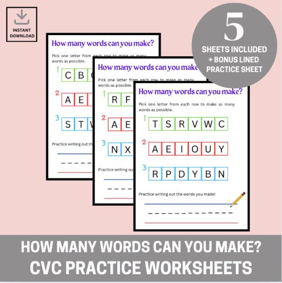 CVC Worksheet Activity | Word Building | Preschool - Kindergarten ...