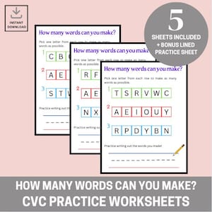 CVC Worksheet Activity | Word Building | Preschool - Kindergarten ...