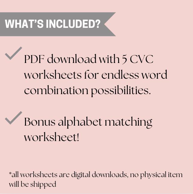 CVC Worksheet Activity | Word Building | Preschool - Kindergarten ...