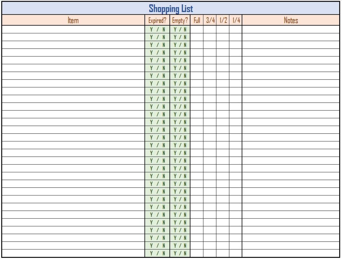 Simple Shopping List With Expiration and Notes Sections - Etsy