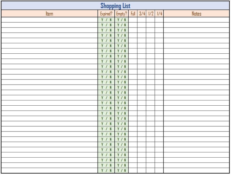 Simple Shopping List With Expiration and Notes Sections - Etsy