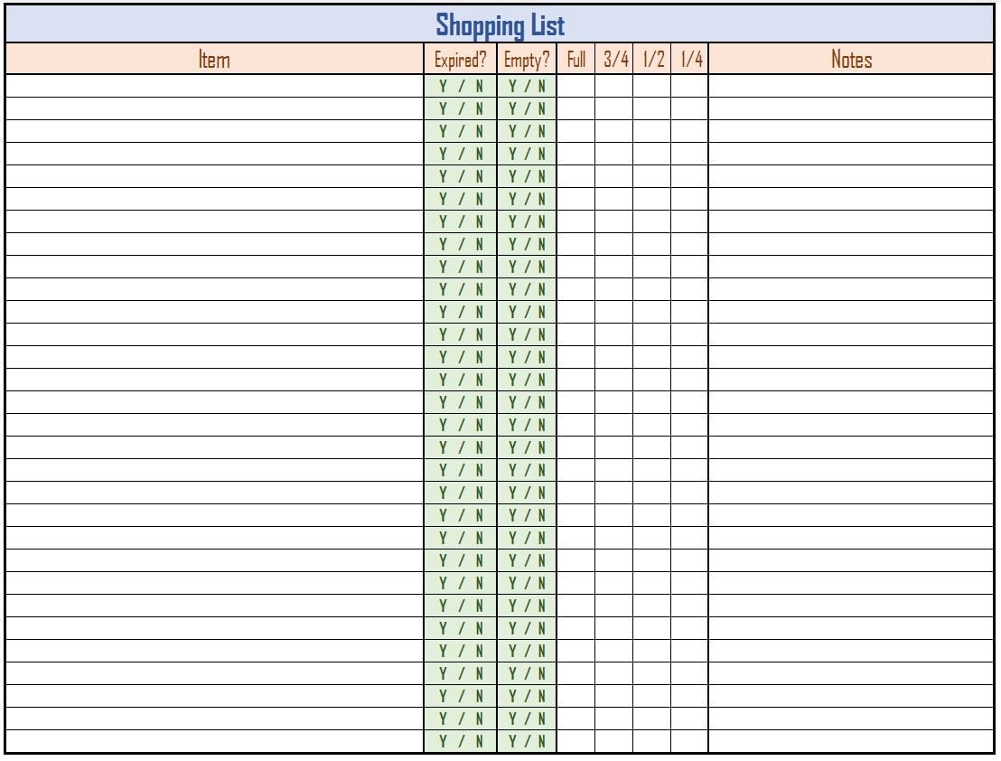 Simple Shopping List With Expiration and Notes Sections - Etsy