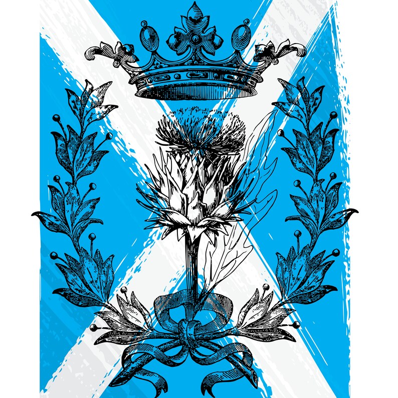 Scottish Flag & Thistle Digital Sticker - Etsy