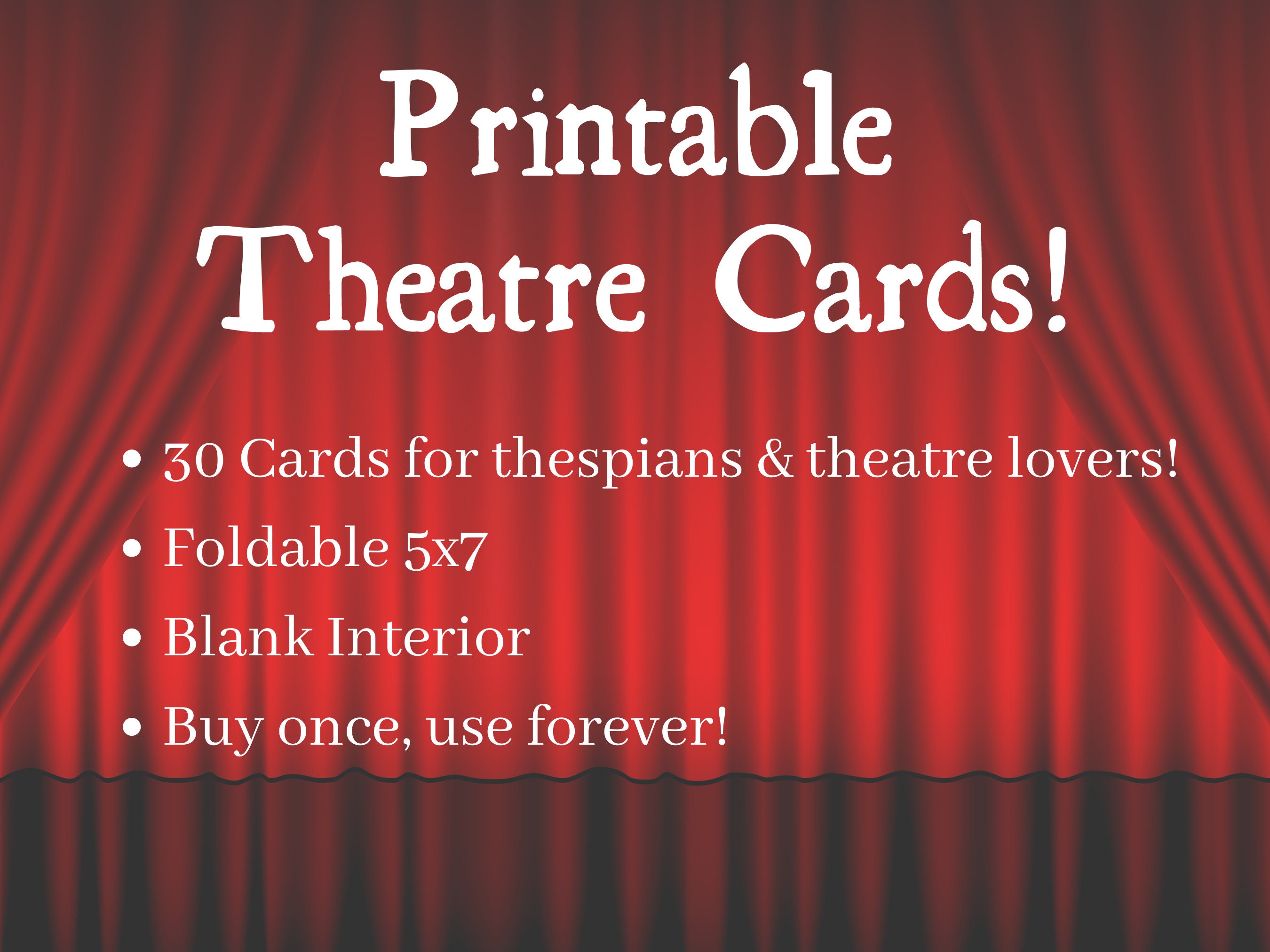 Theatre Cards Pack Digital Download - Etsy