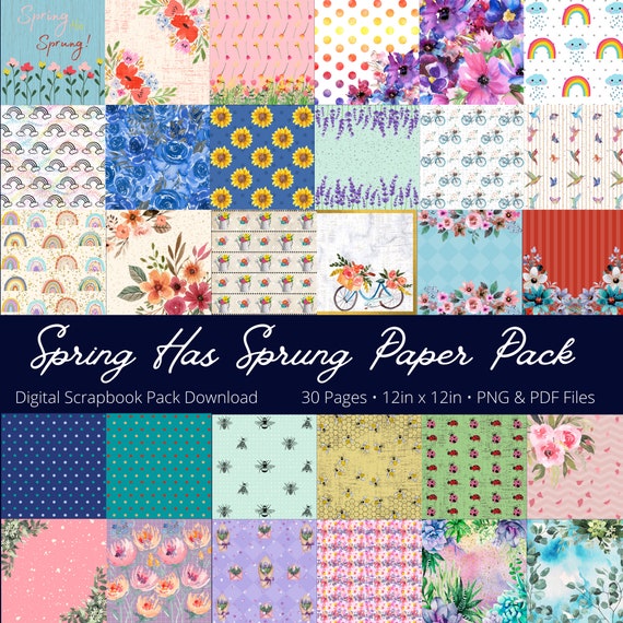 Springtime Digital Paper Pack - Etsy