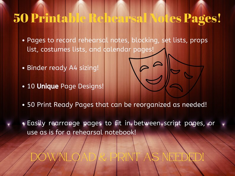 Printable Theatre Rehearsal Notebook Digital Download! - Etsy