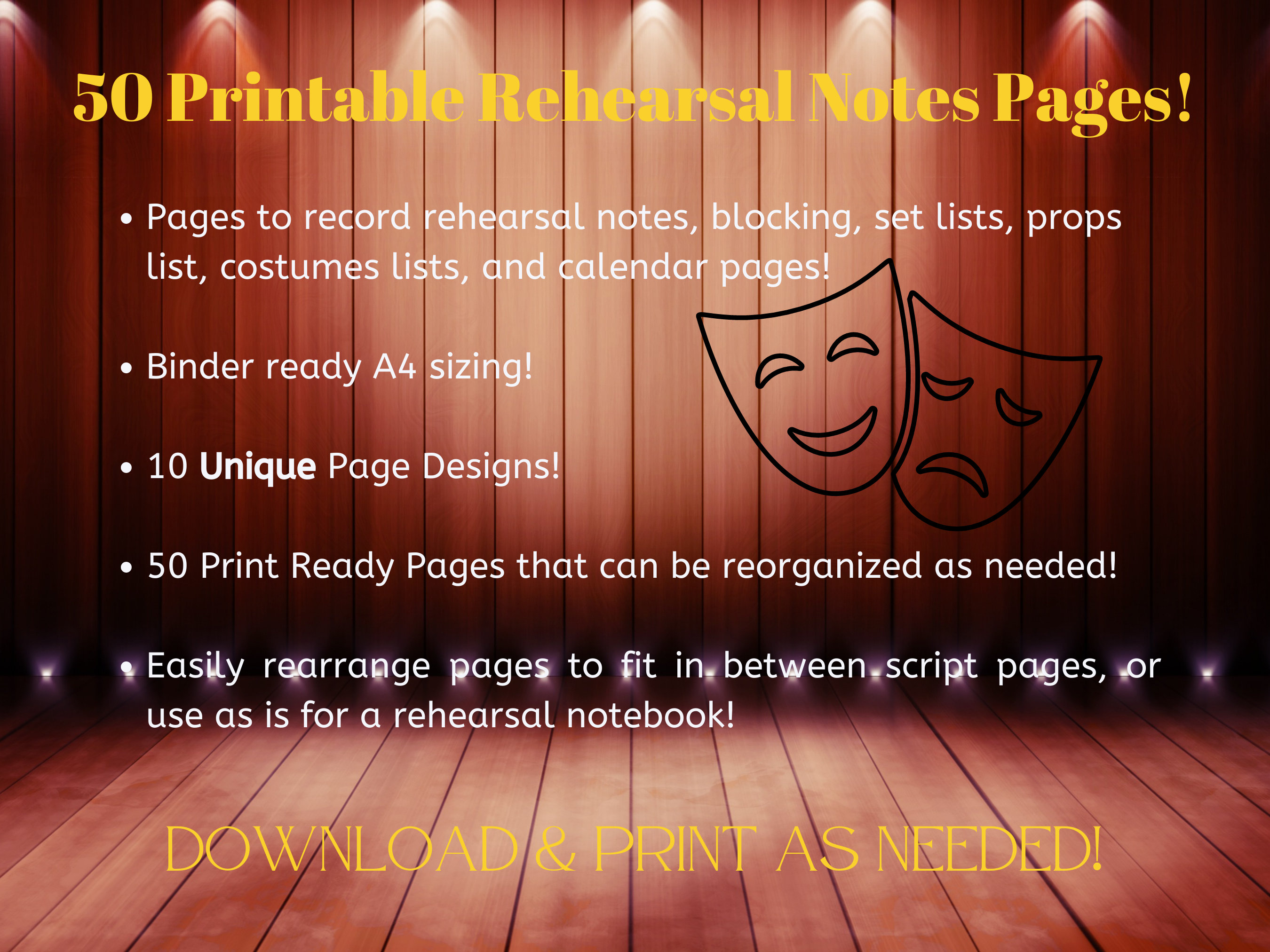 Printable Theatre Rehearsal Notebook Digital Download! - Etsy