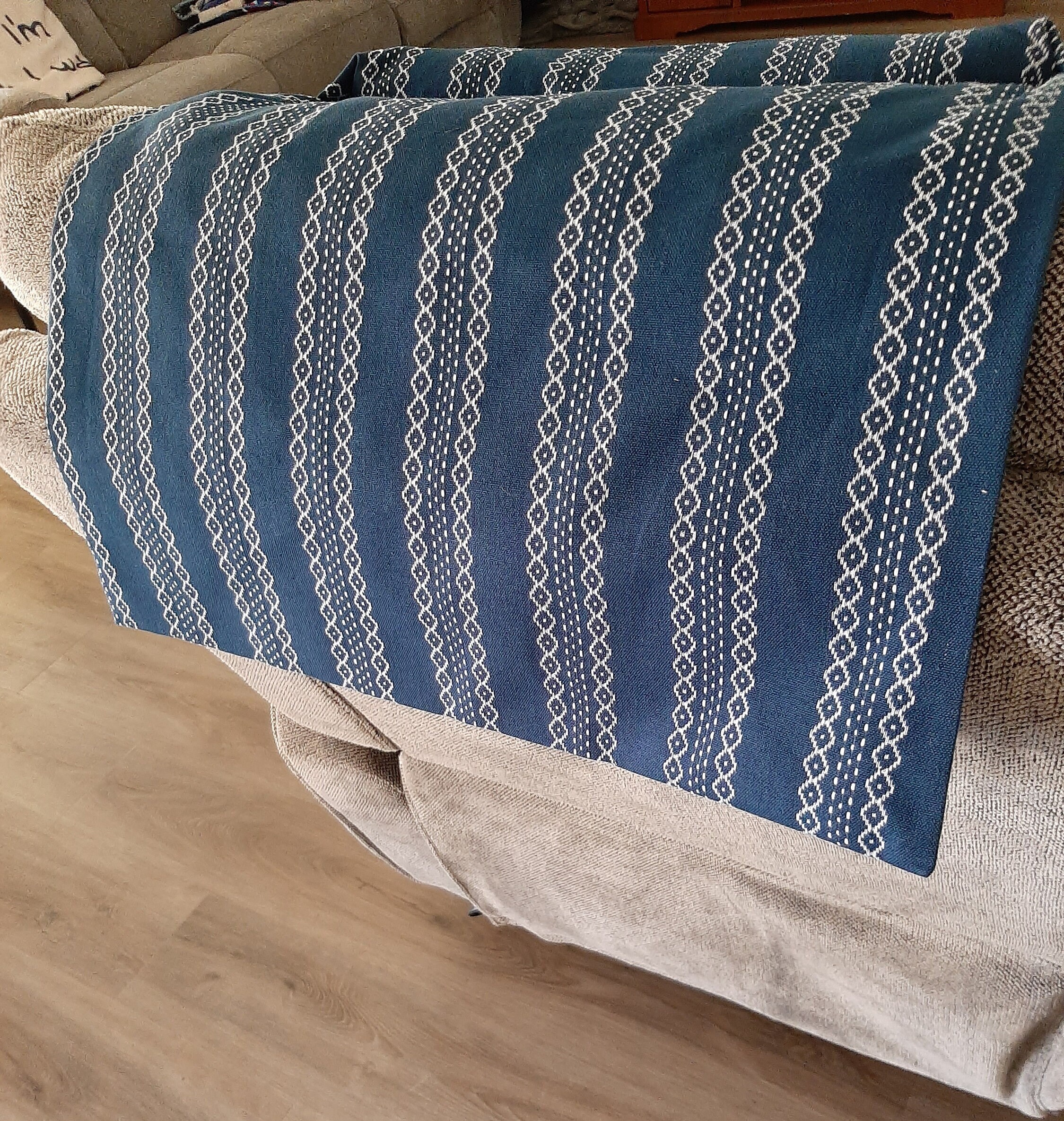 Blue and Cream Colored Hanging Recliner Neck Head Pillow ...