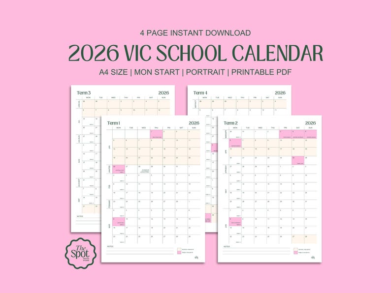 2026 Victoria School Calendar: Term Planner for Students, Teachers ...