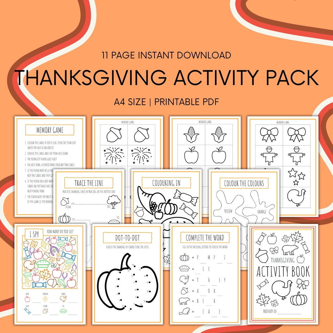 Thanksgiving Activity Pack for Children Printable Activities for Kids ...