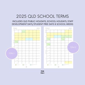 2025 QLD School Term Calendar: Printable A4 Portrait (PDF) - Etsy