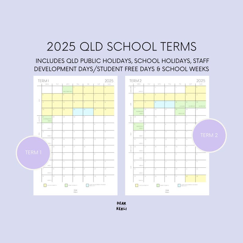 2025 QLD School Term Calendar Term by Term Calendar Portrait School ...