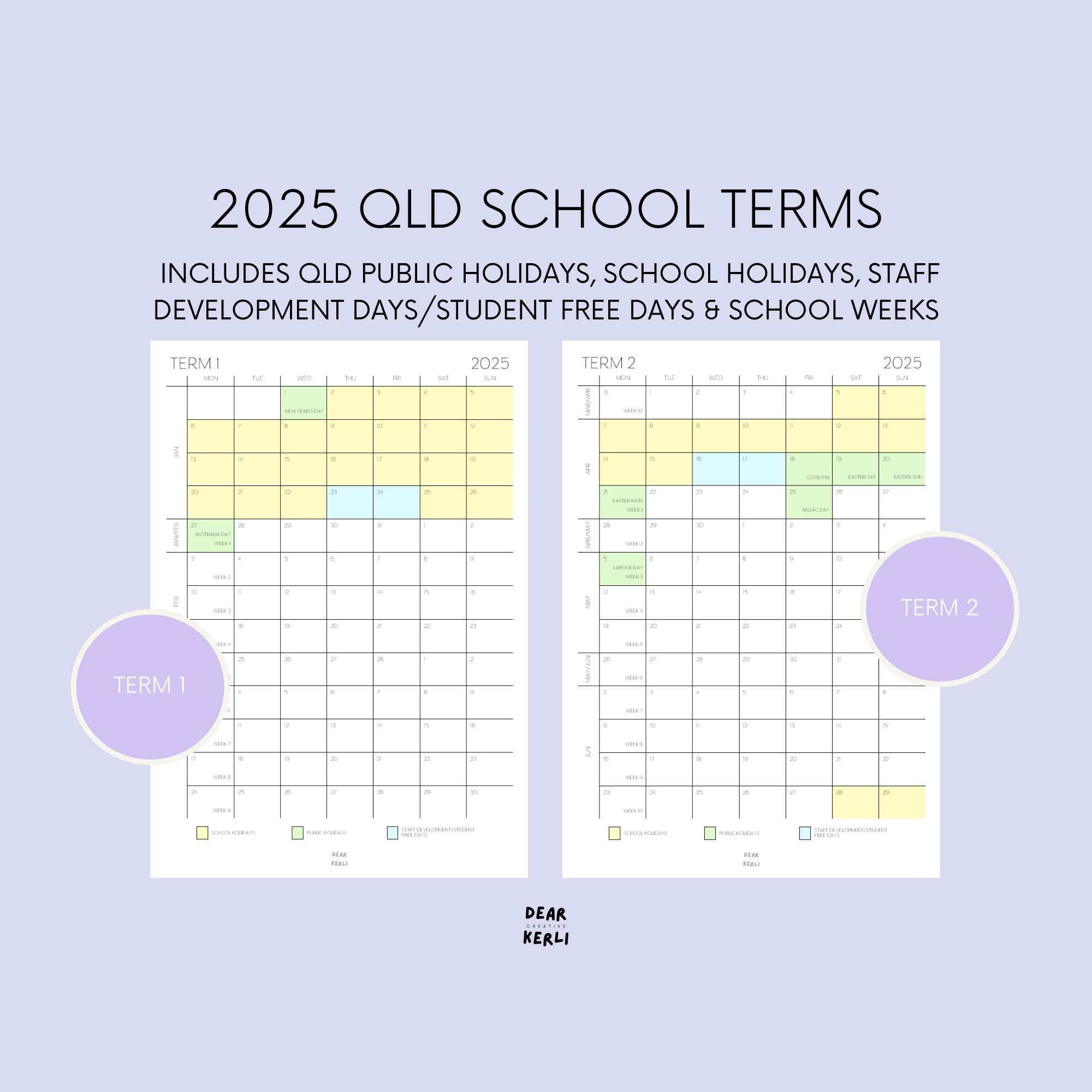 2025 QLD School Term Calendar Term by Term Calendar Portrait School ...