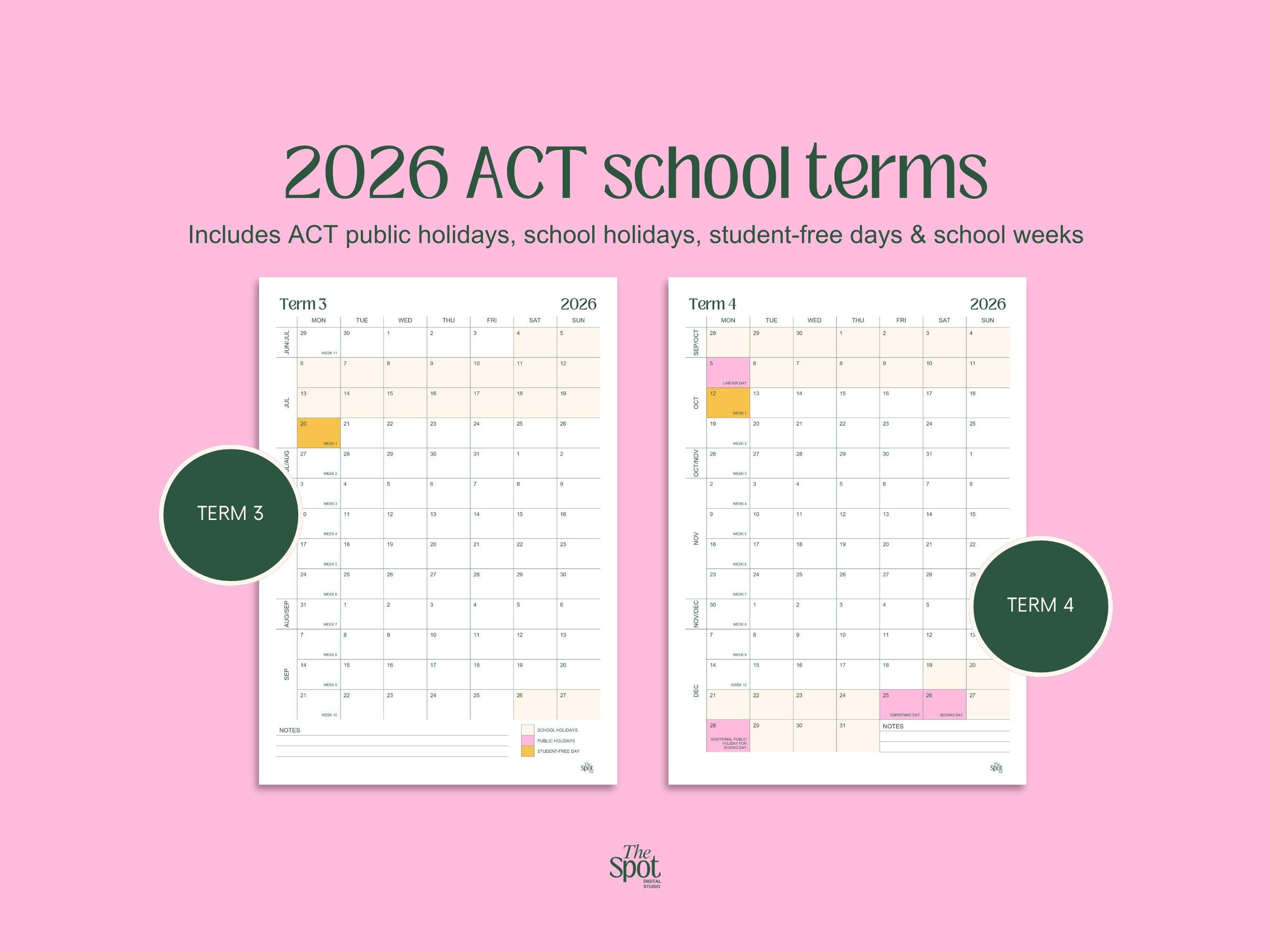 2026 Australian Capital Territory School Calendar: Term Planner for ...