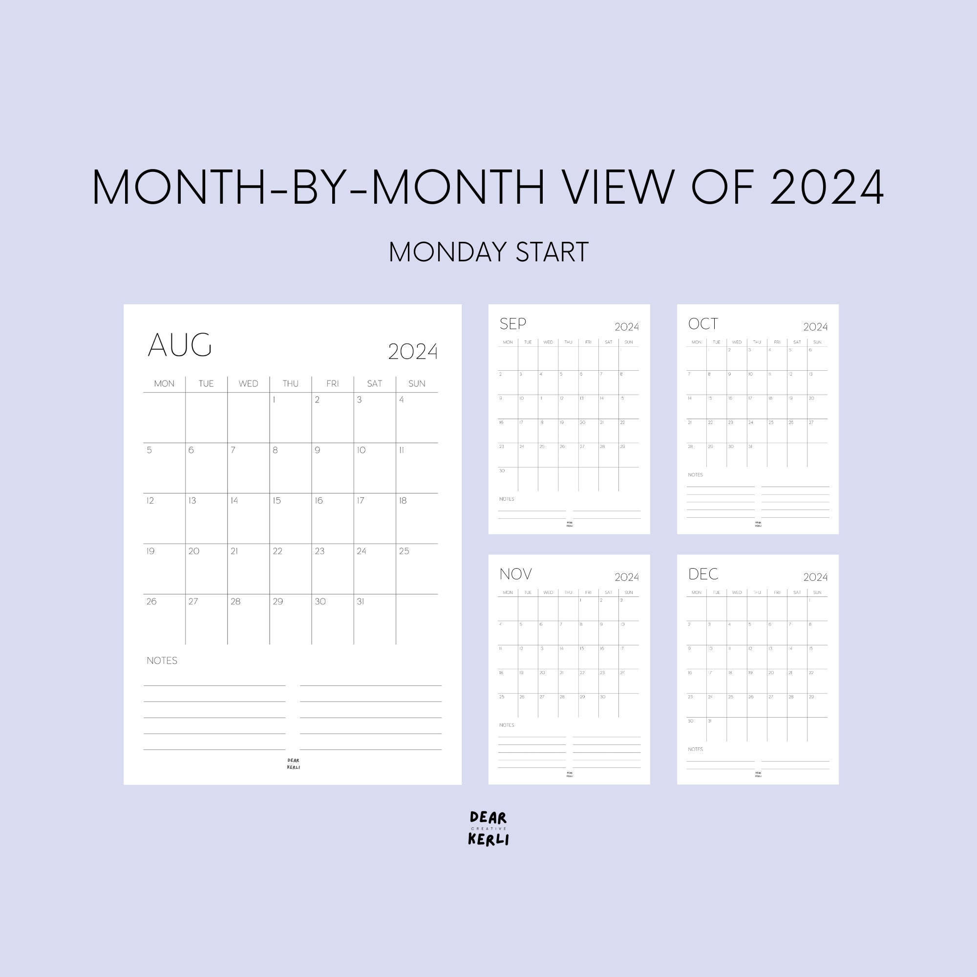 2024 Monthly Calendar Portrait 2024 Calendar Printable Portrait ...
