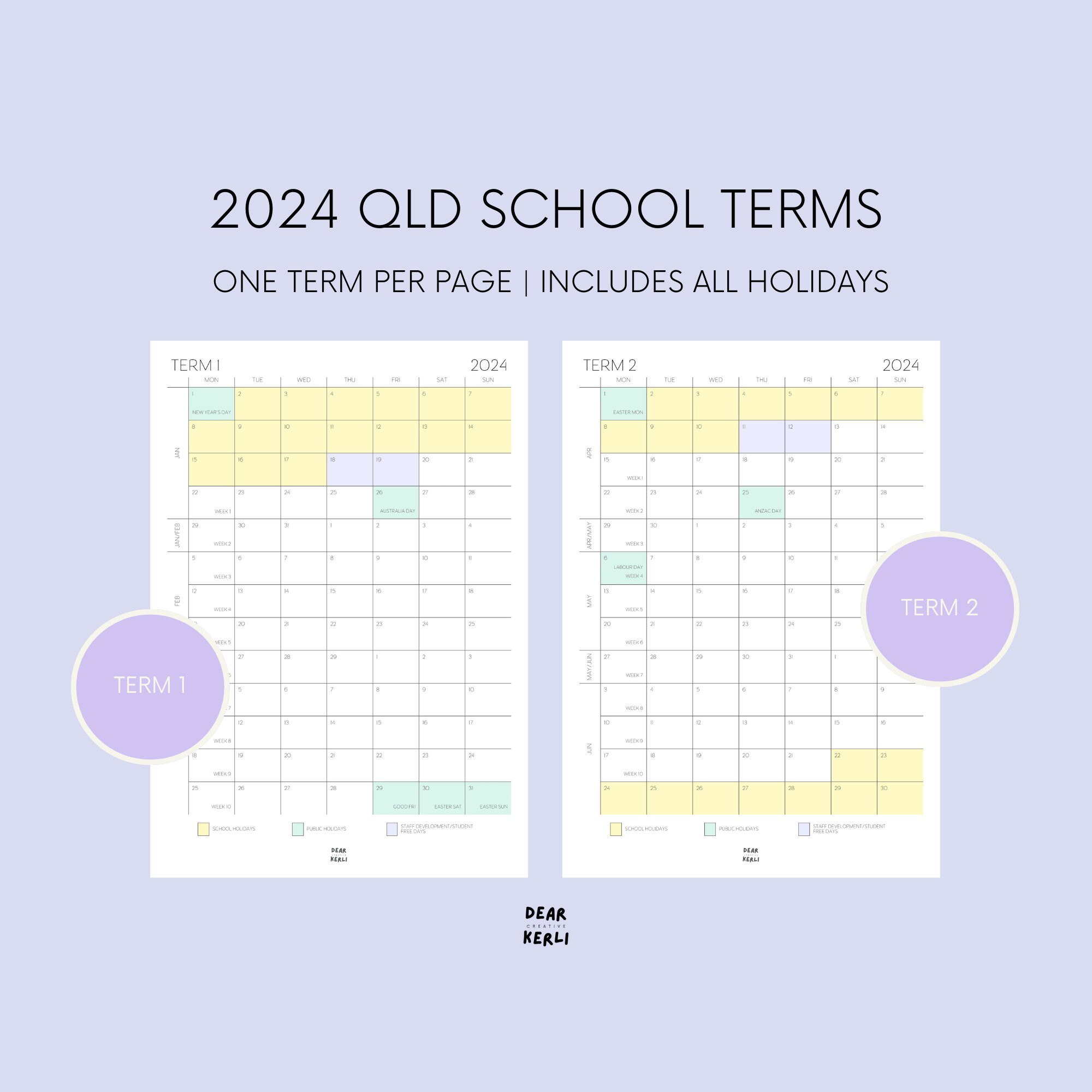 2024 QLD School Term Calendar Term by Term Calendar Portrait School ...