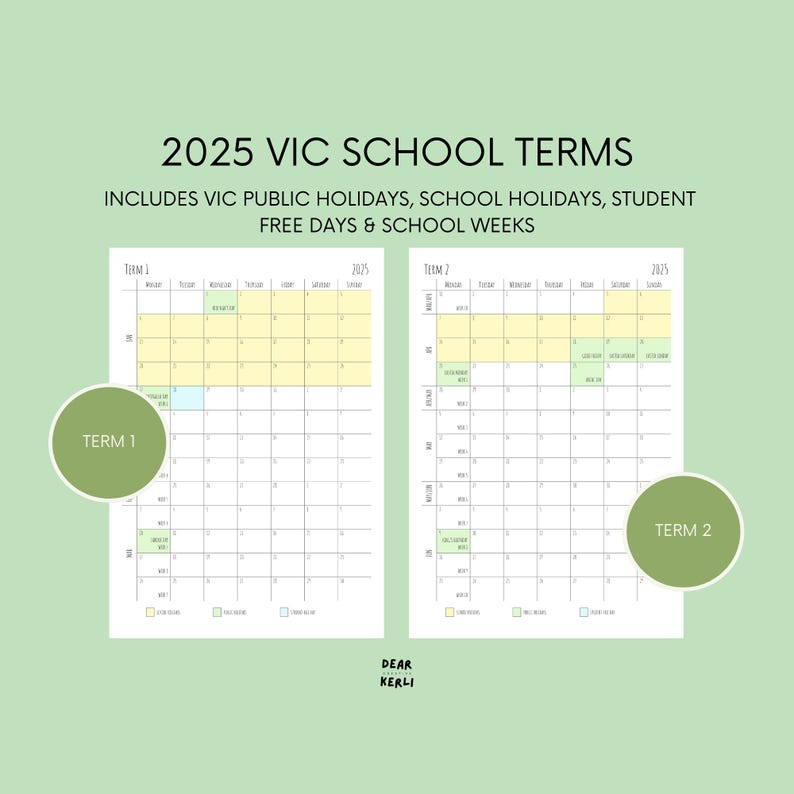 2025 Victoria School Calendar: Term Planner (PDF) - Etsy