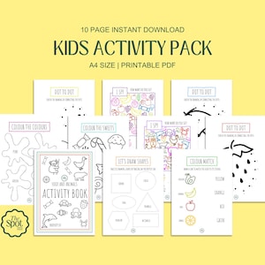 Kids Activity Pack: Printable Worksheets, Food & Animals (PDF) - Etsy