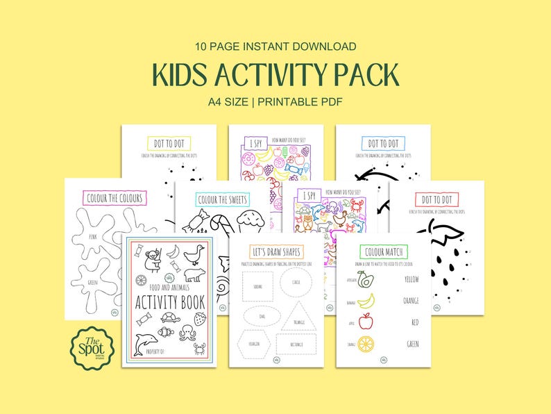 Kids Activity Pack: Printable Worksheets, Food & Animals (PDF) - Etsy