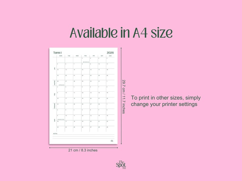 2026 Plain South Australia School Calendar: Term Planner With SA Public ...